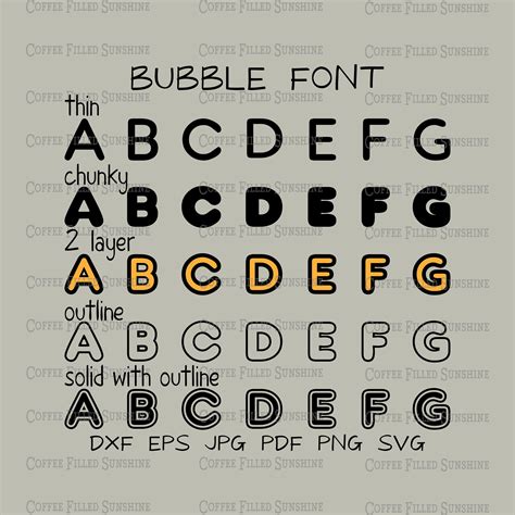 Bubble Font Vector Font Cutter File Printable Iron On Etsy
