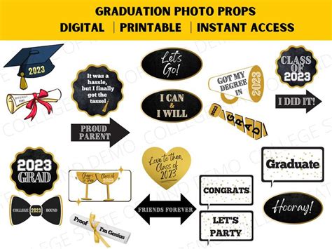 Graduation Photo Booth Props Class Of 2024 Printable Party Decor