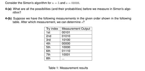 Consider The Simons Algorithm For N 5 And S