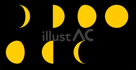 月の満ち欠け（カラー）イラスト No 24014293／無料イラスト フリー素材なら「イラストac」