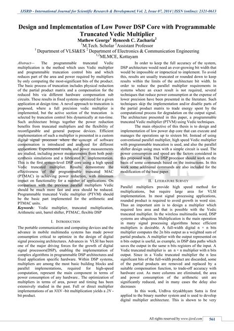 Design and Implementation of Low Power DSP Core with Programmable ...