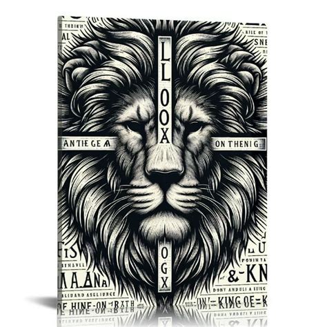 Nawypu Lion Of Judah Wall Art Canvas Framed Bible Verse Poster Lion