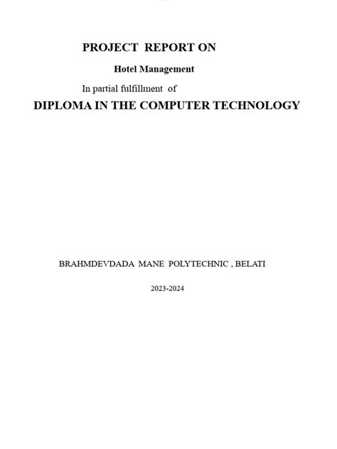Hotel Management Project Report Fully Completed Pdf Software