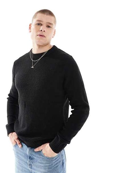 Jack And Jones Pull Ras De Cou Texturé Noir Asos