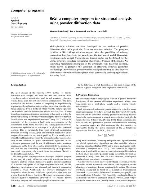 Pdf Rex A Computer Program For Structural Analysis Using Powder