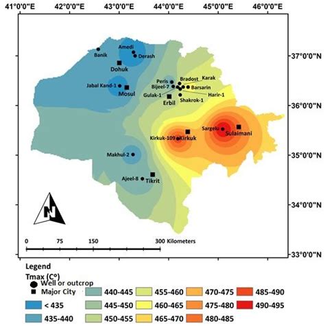 11 Contour Map Of Maturity Zones T Max For Naokelekan Formations Download Scientific