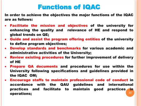 Functions And Rules Of Institutional Quality Assurance Cell Iqac Ppt