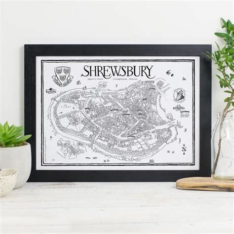 Map Of Shrewsbury Print Etsy