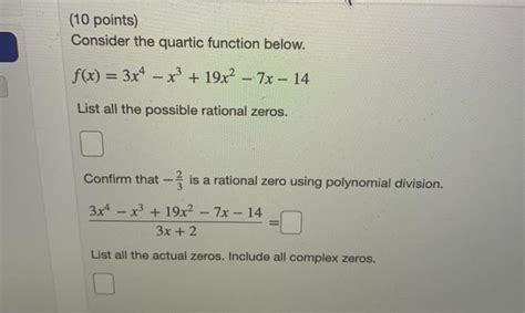solved 10 points consider the quartic function below f x