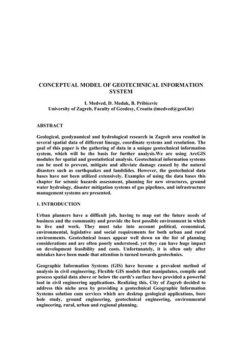 Pdf Conceptual Model Of Geotechnical Information System