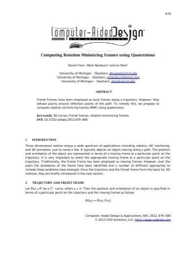 Computing Rotation Minimizing Frames Using Quaternions