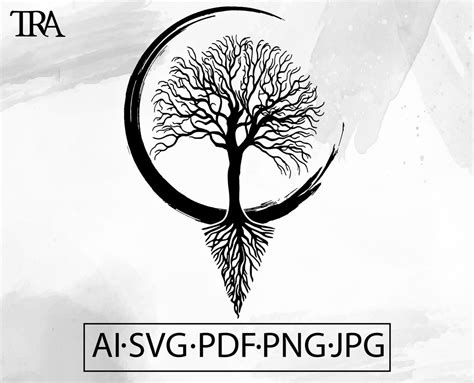 Tree Of Life SVG Yggdrasil Tattoo Mystical Magic Celestial Celtic Wiccan Witchy Instant