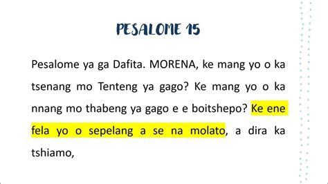 Beibele Ya Setswana Pesaleme 15 Youtube