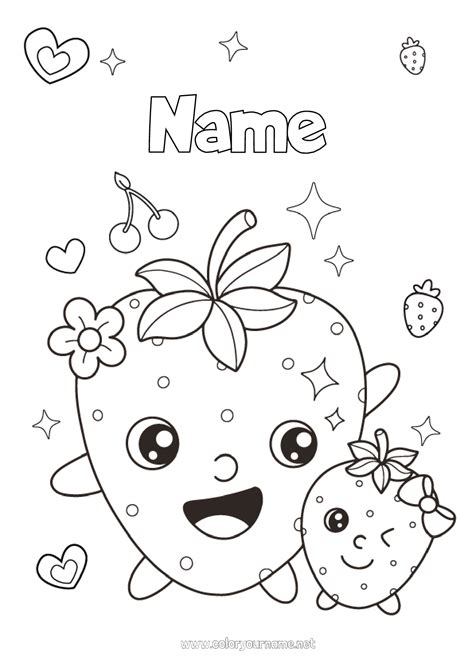 Coloring Page No2262 Cute Kawaii Fruits
