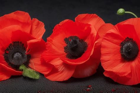 Premium Photo Red Poppies On Black Background Remembrance Day