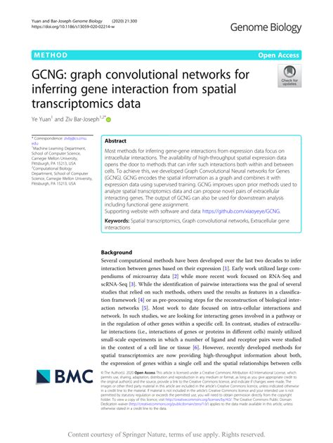 Pdf Gcng Graph Convolutional Networks For Inferring Gene Interaction From Spatial