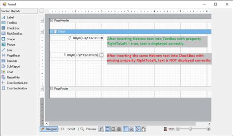 Rtl For Ar Controls In Sectionreports Activereports V7 Developer