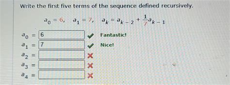 Solved Write the first five terms of the sequence defined | Chegg.com