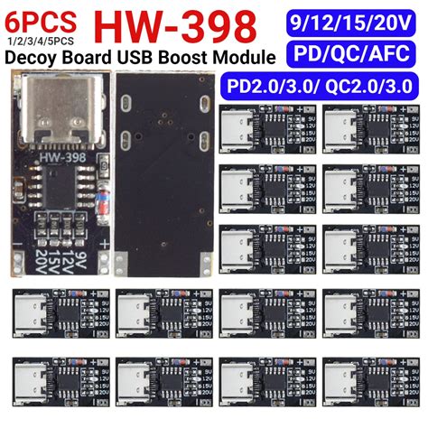 1 6PCS PD QC AFC Type C Decoy Board USB Boost Module 9V 12V 15V 20V