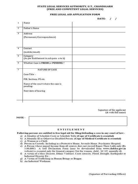 Free Legal Aid Slsa Form Pdf