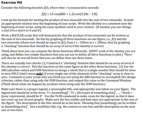 Solved Exercise M5 Consider The Following Function Ft