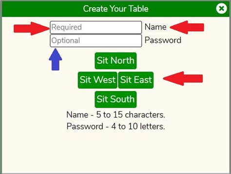 A Table For 4name A Tableprivate Password Table Bridge Club Support