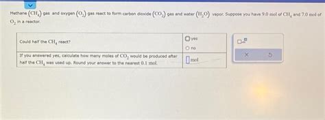 Solved Methane CH4 Gas And Oxygen O2 Gas React To Form Chegg
