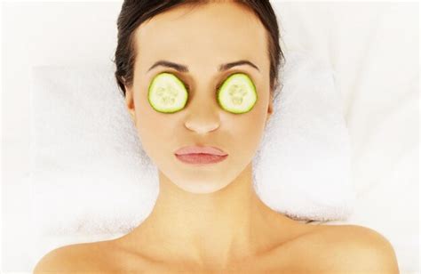 Premium Photo Close Up Of Shirtless Woman With Cucumber Slices On Eyes