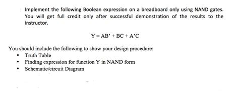 Solved Implement The Following Boolean Expression On A