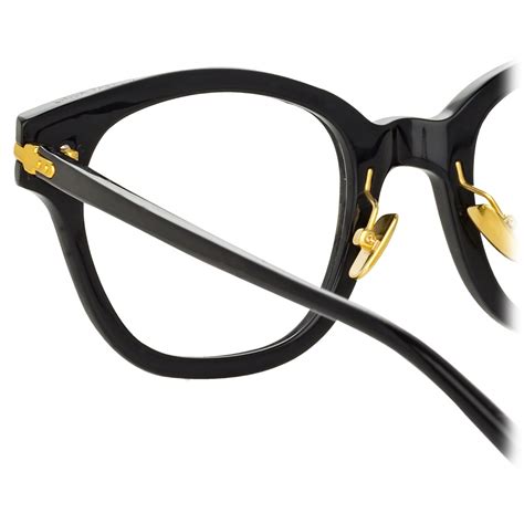 Linda Farrow Atkins D Frame Optical Glasses In Black Yellow Gold