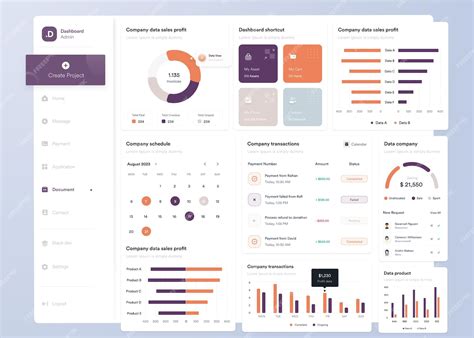 premium vector ui ux infographic dashboard ui design with graphs
