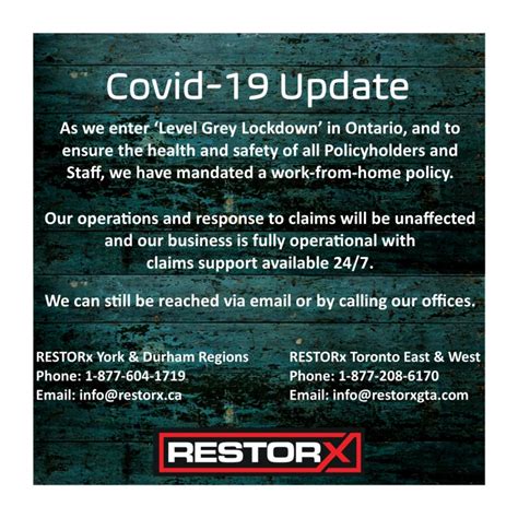 Restorx And Its Offices Have Mandated A Work From Home Policy Our