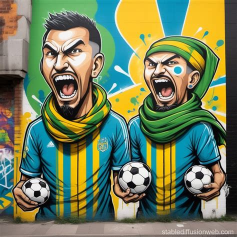 Rival Football Fans In Passionate Disagreement Stable Diffusion Online