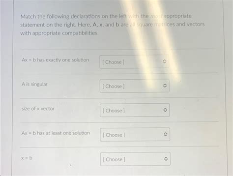 match the following declarations on the left with the