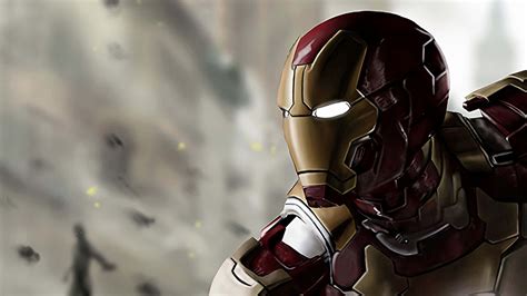 Download Iron Man Profile Against Chaos Wallpaper