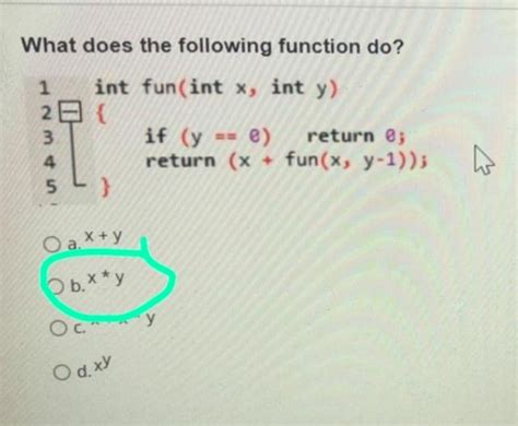 Solved What Does The Following Function Do 1 Int Funint X