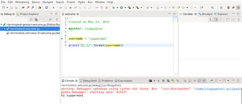 Debug Python Terminated In Eclipse Pydev Stack Overflow