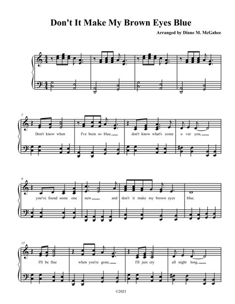Don T It Make My Brown Eyes Blue Arr Diane M McGahee By Crystal