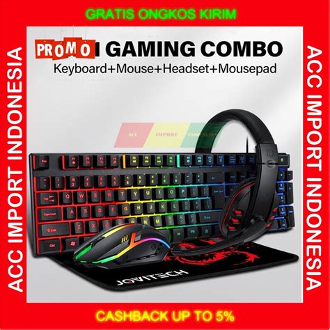 Jual Paket Keyboard Mouse Mousepad Headphone Bundling Gaming Rgb Led Combo Pc Laptop Shopee