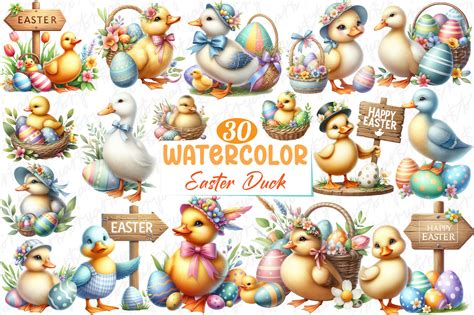Cute Easter Duck Sublimation Clipart Graphic By Artstory · Creative Fabrica