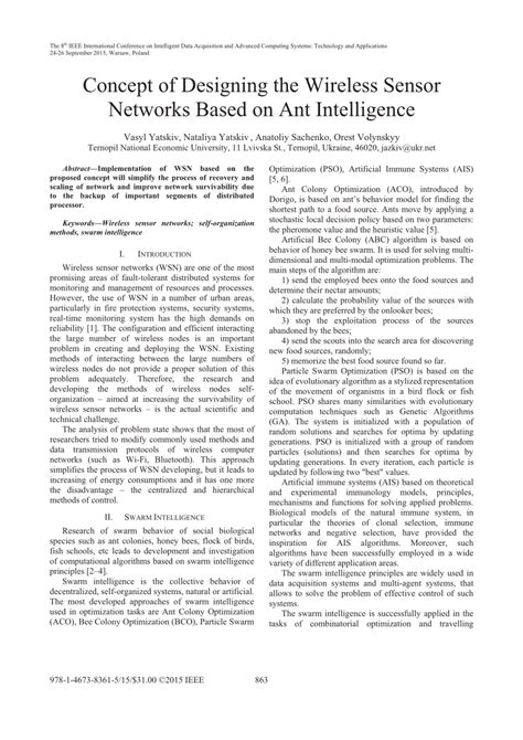 pdf concept of designing the wireless sensor networks based on ant
