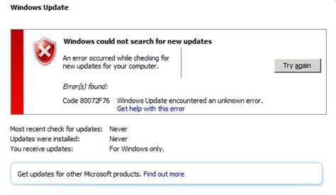 Windows Could Not Search For New Updates Server Fault