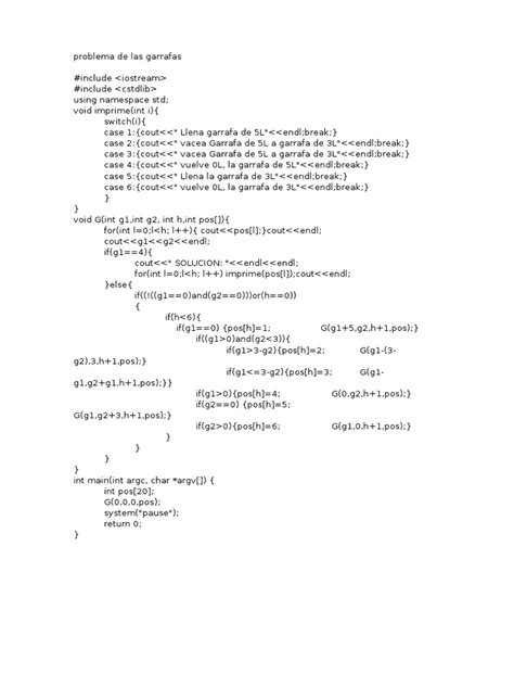Pdf Problema De Las Garrafas Análisis De Algoritmos Dokumentips