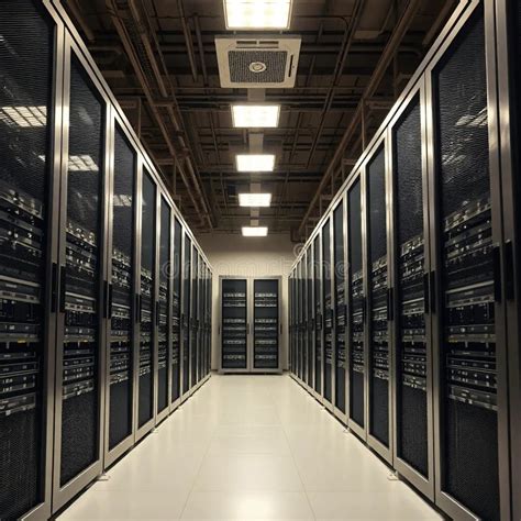data center server racks with glowing led light networking technology