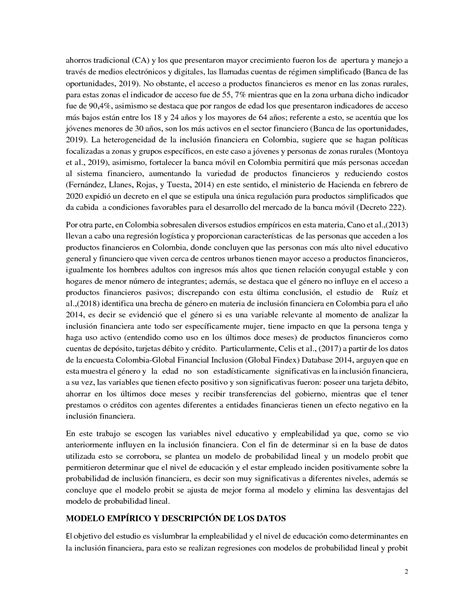 SOLUTION Trabajo Final Datos De Corte Transversal Econometr A I Studypool
