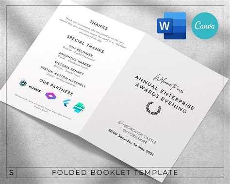Awards Evening Template A4 Folded Booklet Template Customisable