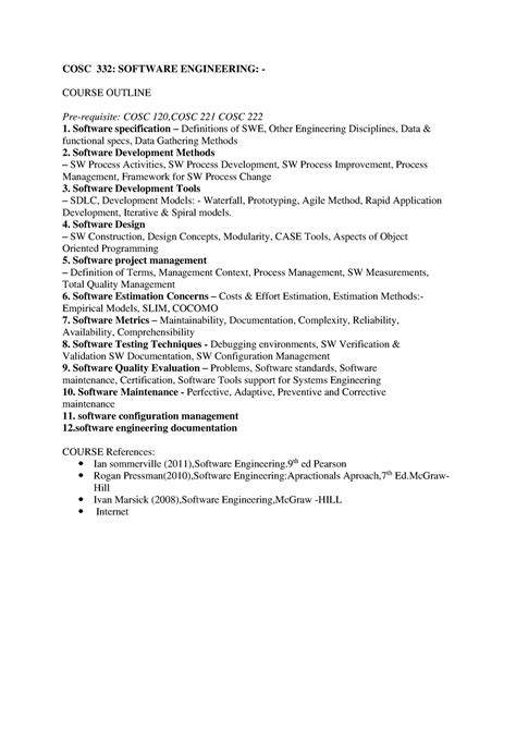 cosc 232 notes introduction 1 cosc 332 software engineering