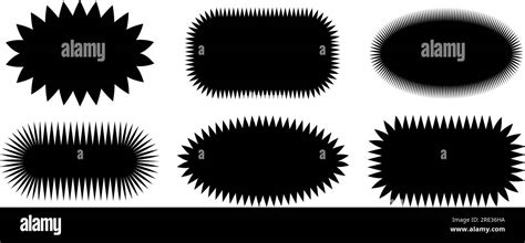 Zig Zag Edge Oval Shape Collection Jagged Elliptic And Curved Elements