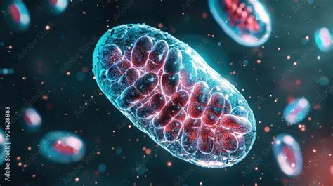 Mitochondria Energy Production Process With Atp Molecules Being