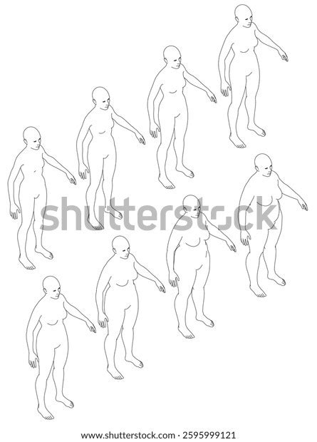 Vector Illustration Female Body Sequence Outline Stock Vector Royalty